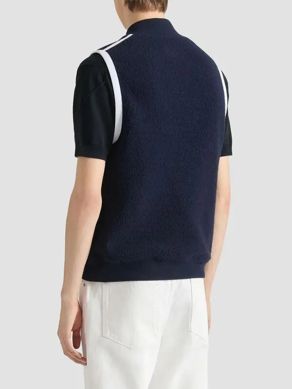 Givenchy Sleeveless Fleece Vest Jacket With Gros Grain Detail