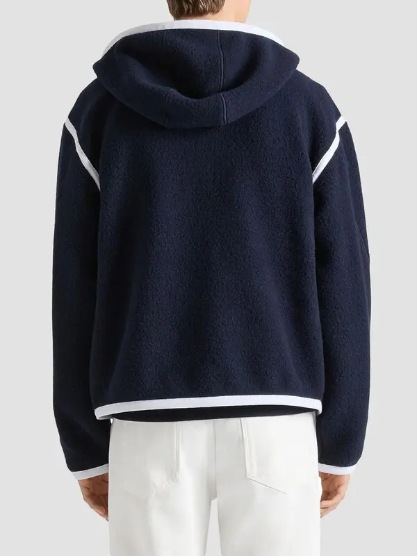 Givenchy Long Sleeve Fleece Jacket With Gros Grain Detail