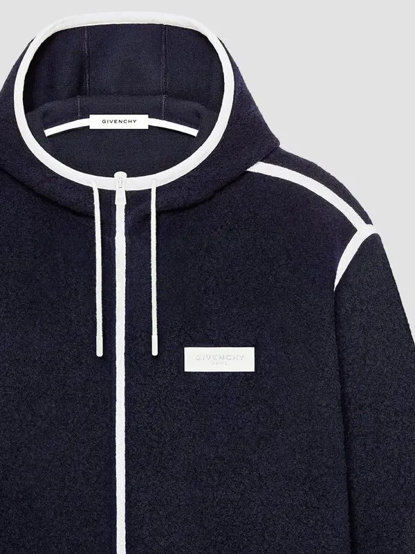 Givenchy Long Sleeve Fleece Jacket With Gros Grain Detail