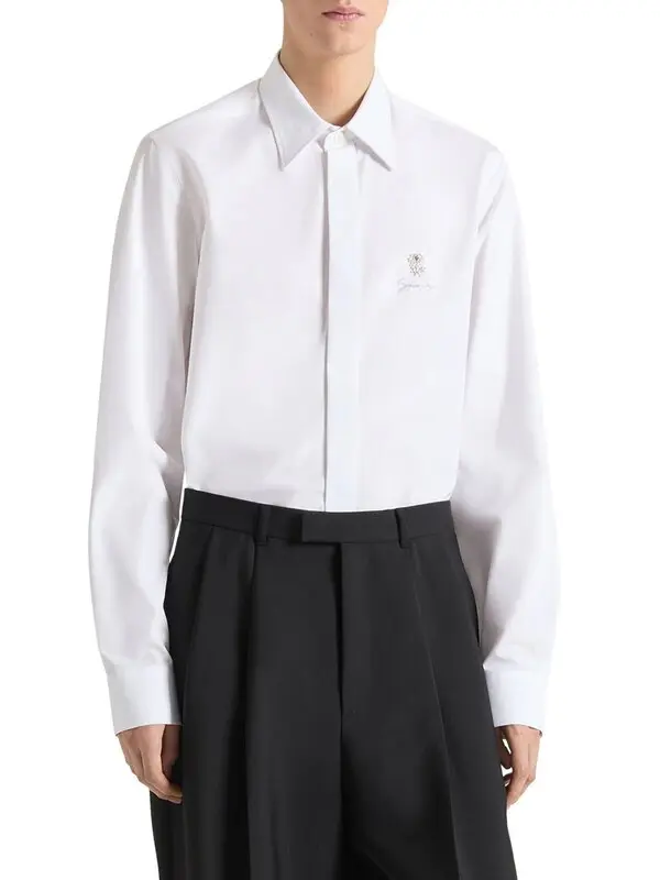 Givenchy Slim Fit Shirt In Cotton With Pearl Embroidery