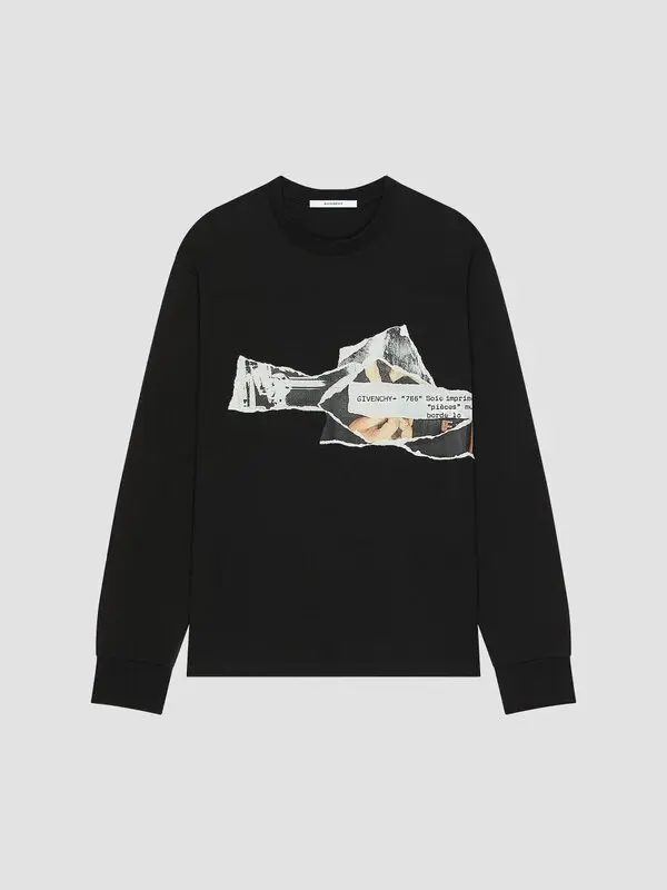 Givenchy T-shirt In Cotton With Ripped Papers Print - Black