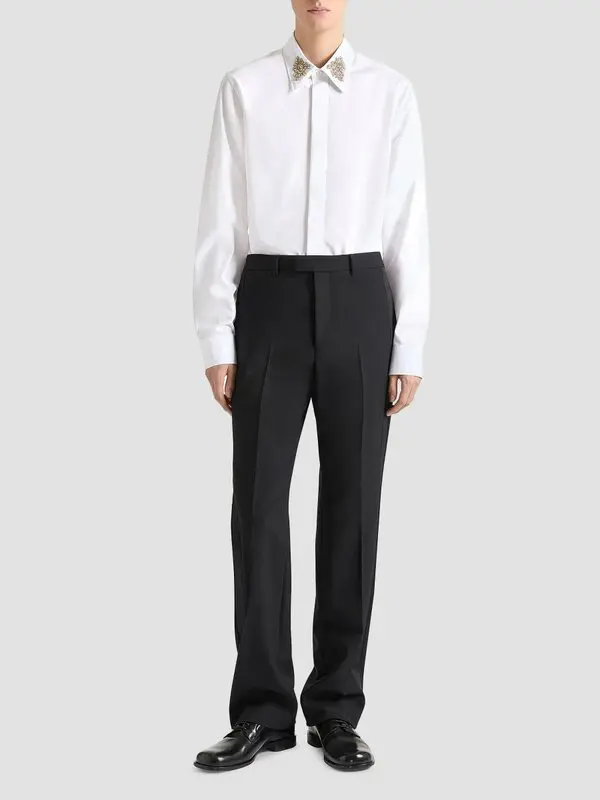 Givenchy Slim Shirt In Poplin With Crystals Embroidered Collar