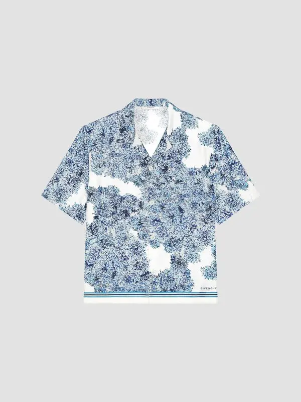 Givenchy Couture Seam Shirt In Silk With Pompom Print - Blue