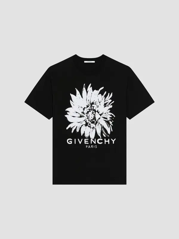 Givenchy T-shirt In Cotton With Sunflower Print - Black