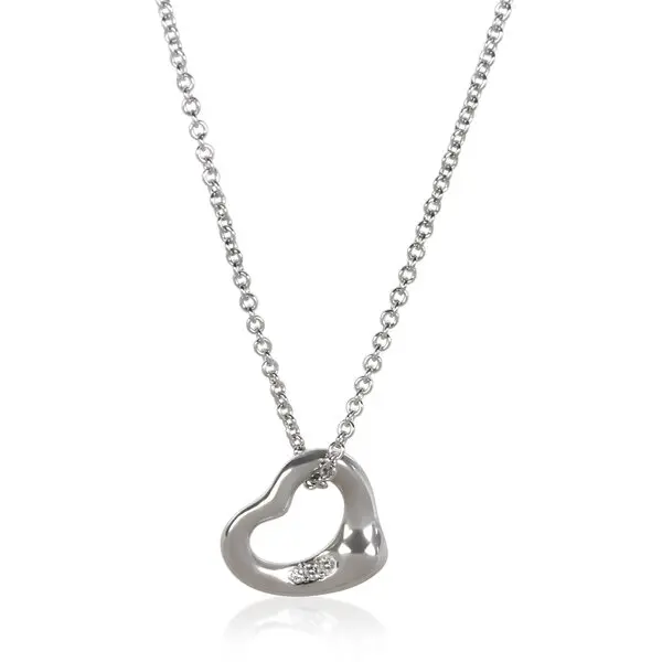Tiffany & Co. Diamond Elsa Peretti Open Heart Pendant - Platinum
