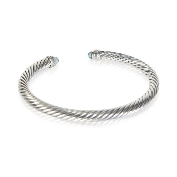 David Yurman Sterling Silver Topaz And Diamond Cable Classic Bracelet
