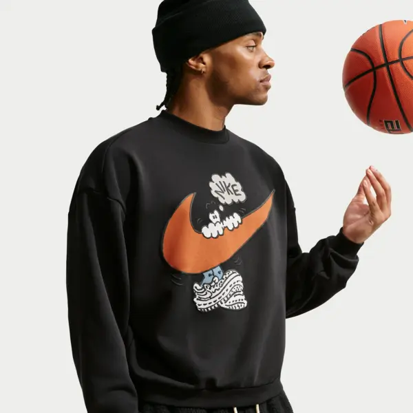 Nike Standard Issue French Terry Basketball Crew - Black