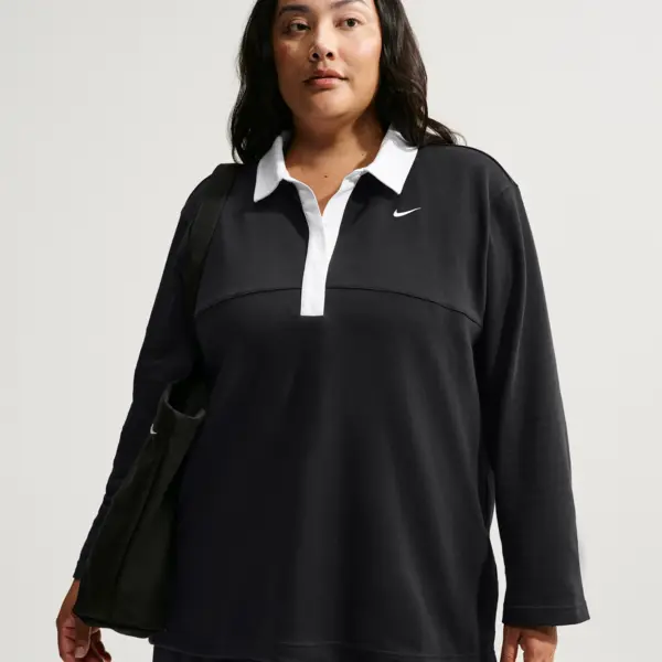 Nike Sportswear Oversized Long-sleeve Polo - Black