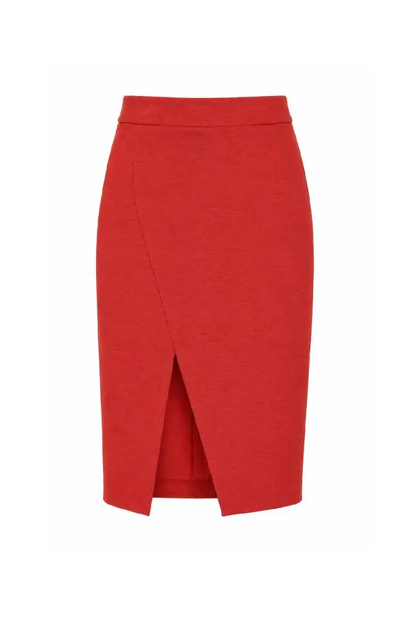 CONQUISTA Asymmetric Wrap-front Pencil Skirt