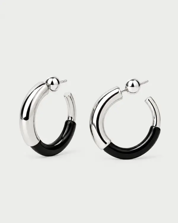 SOPHIE BLAKE Maggie Hoops Silver & Black Onyx