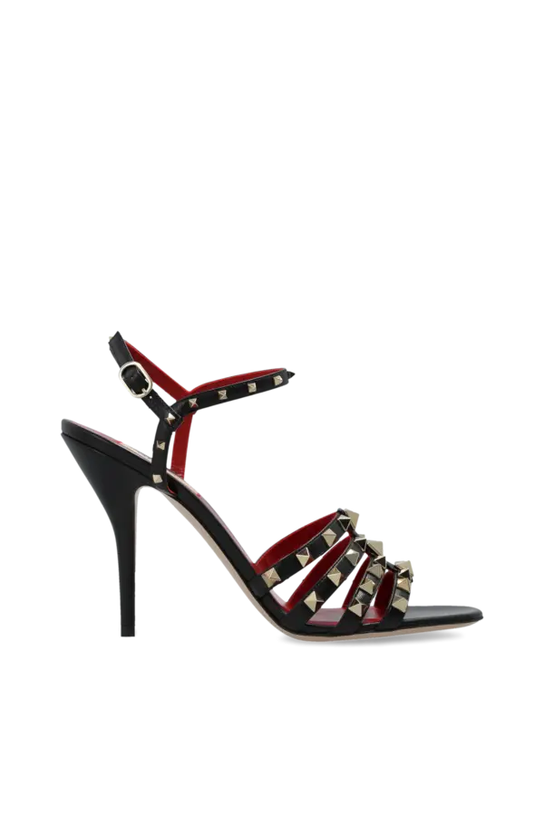 Valentino Garavani Studded Heeled Leather Sandals - Black