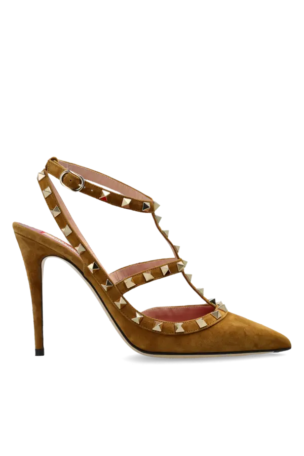 Valentino Garavani Suede High Heels With Studs - Brown
