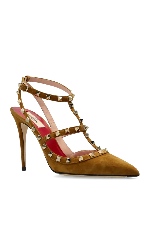 Valentino Garavani Suede High Heels With Studs - Brown