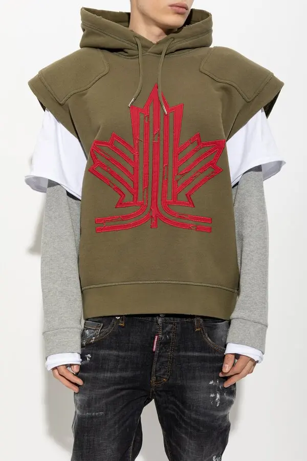 Dsquared2 Cotton Hoodie Vest With Appliqu