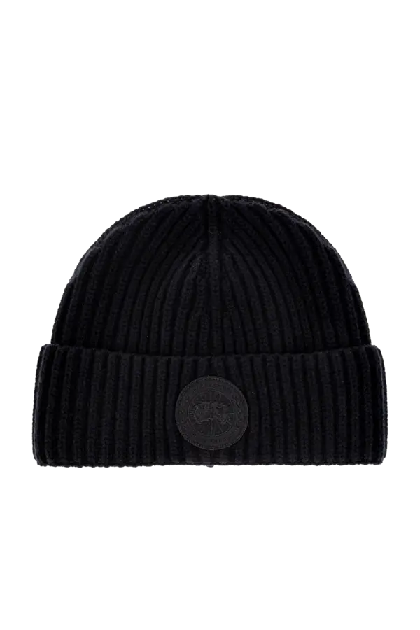 Canada Goose Wool Beanie With Logo Patch - Black