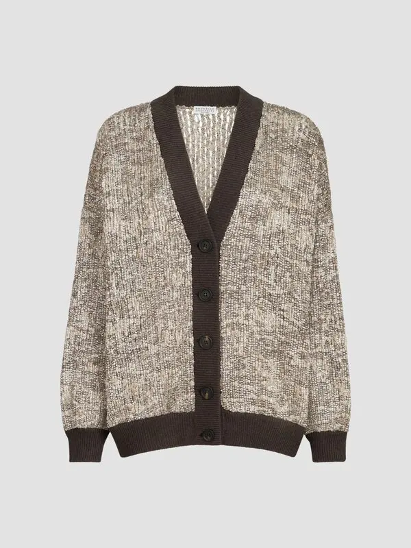 Brunello Cucinelli Dazzling Craquelé Embroidery Cardigan
