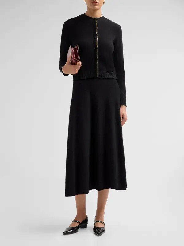 Fabiana Filippi Platinum Virgin Wool-blend Midi-skirt