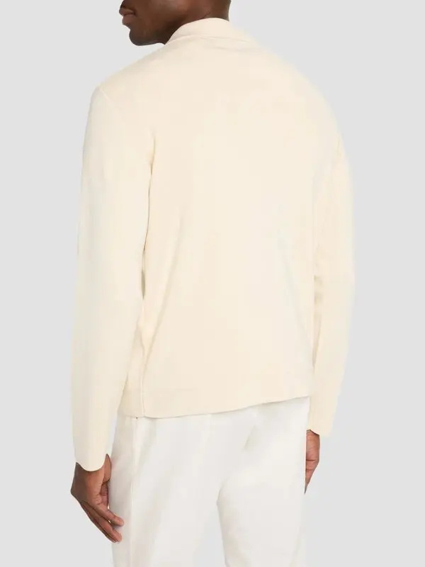 Isaia Wool-silk Rib-knit Overshirt