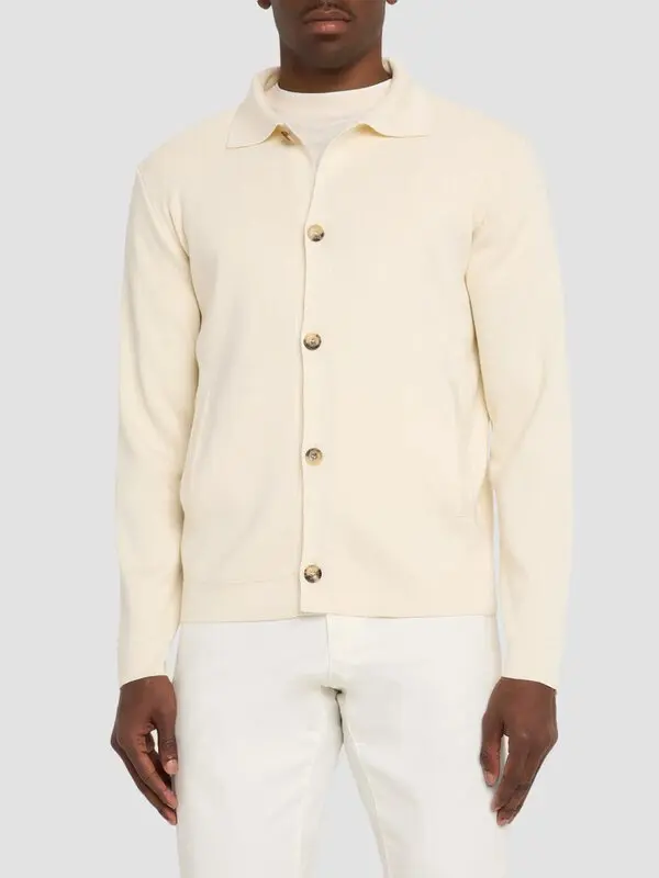 Isaia Wool-silk Rib-knit Overshirt