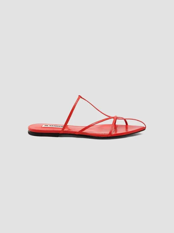 JIL SANDER Strappy Leather Flats - Rouge