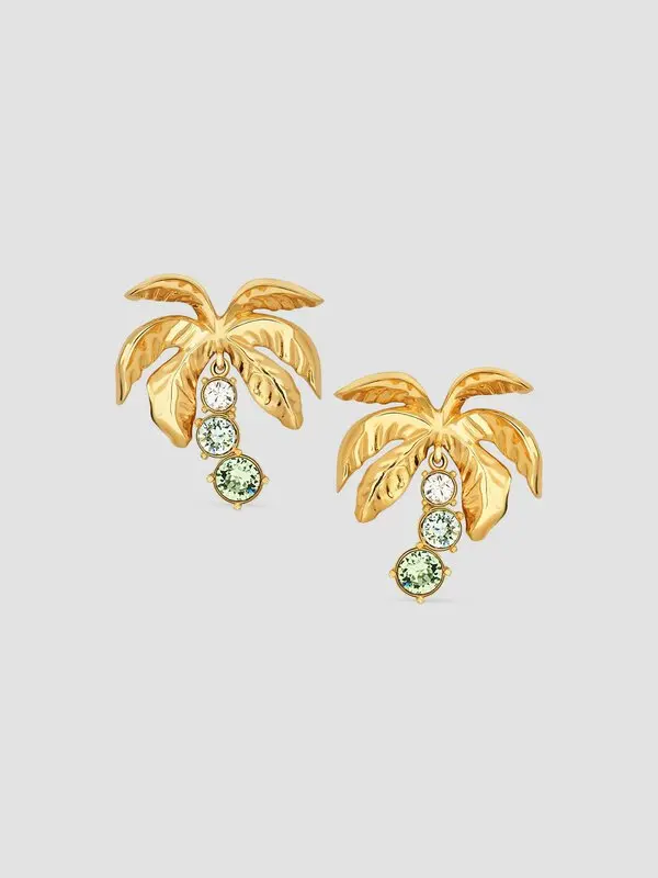 Oscar De La Renta 24k-gold-plated & Glass Crystal Palm Tree Drop Earrings