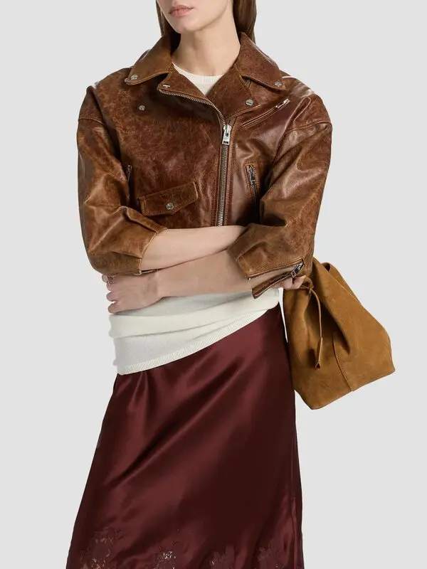 LAMARQUE Vinnie Leather Crop Biker Jacket