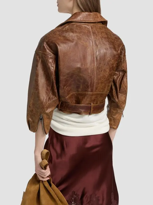 LAMARQUE Vinnie Leather Crop Biker Jacket