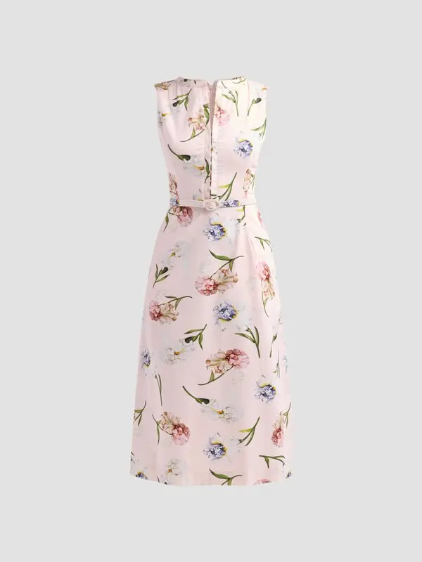 Oscar De La Renta Resort Painted Iris Poplin Day Dress