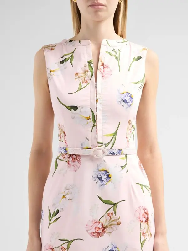 Oscar De La Renta Resort Painted Iris Poplin Day Dress