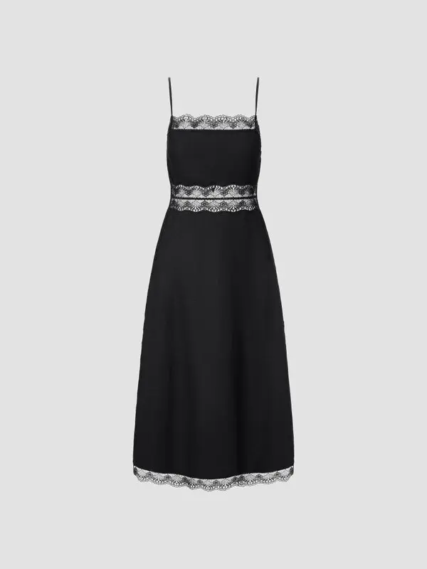 Staud Amalina Lace-trim Linen Midi-dress