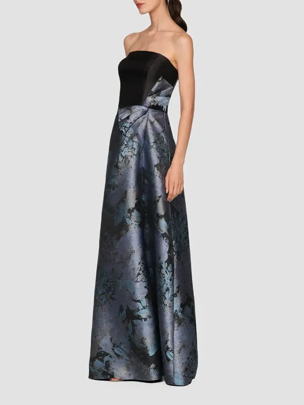 KAY UNGER Eva Dauphine Jacquard Asymmetic Gown