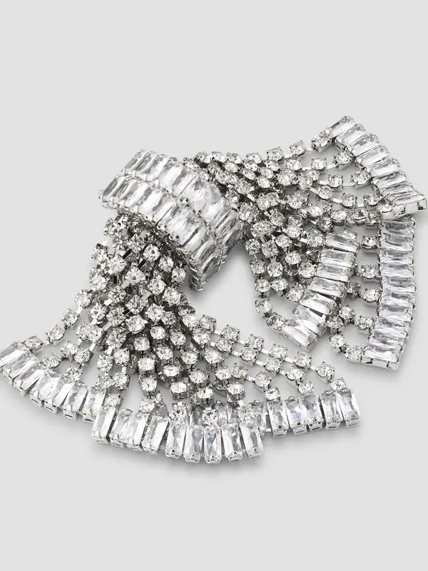 KENNETH JAY LANE Rhodium-plated & Glass Crystal Scarf Drop Earrings