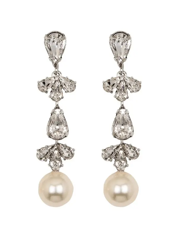 JENNIFER BEHR Betta Rhodium-plated, Crystal & Imitation Pearl Drop Earrings - Silver