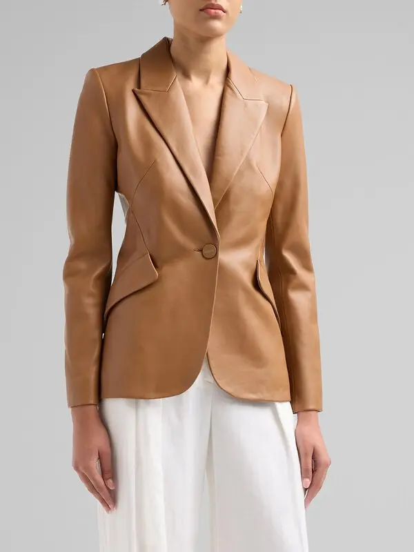 L'Agence Chamberlain Tailored Leather Blazer