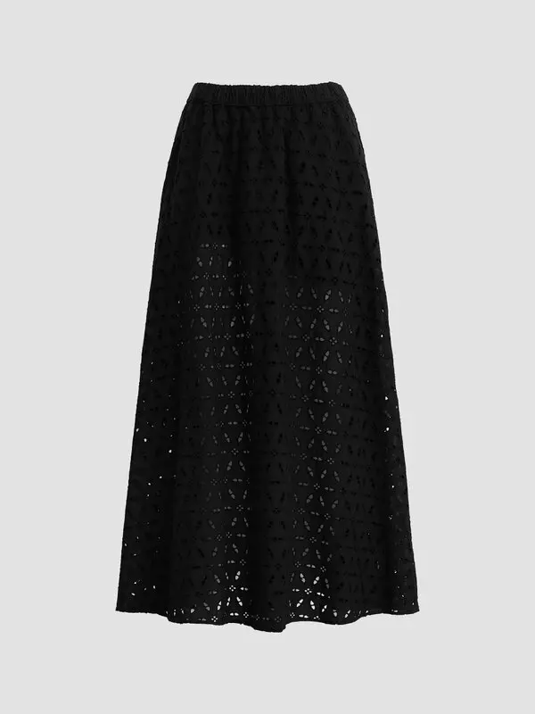 FAVORITE DAUGHTER The Pretty Please Eyelet Maxi Skirt - Black