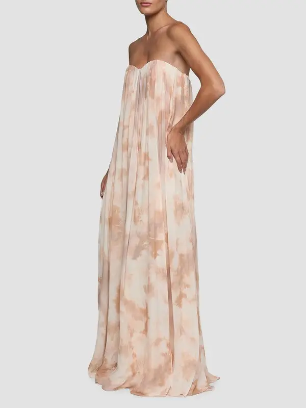 L'Agence Raine Watercolor Strapless Gown