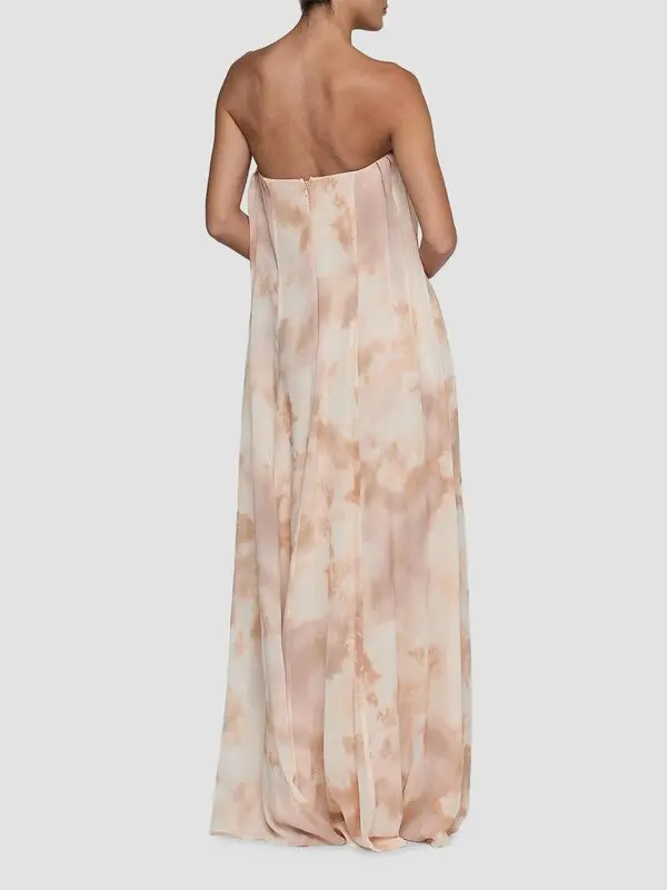 L'Agence Raine Watercolor Strapless Gown
