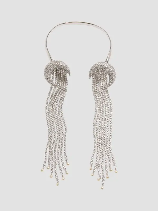 Valentino Garavani Kabarett Necklace In Metal, Crystals And Pearls - Palladium