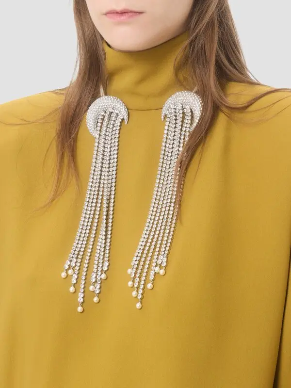 Valentino Garavani Kabarett Necklace In Metal, Crystals And Pearls - Palladium