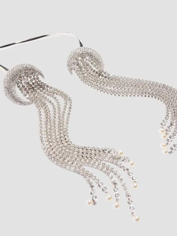 Valentino Garavani Kabarett Necklace In Metal, Crystals And Pearls - Palladium
