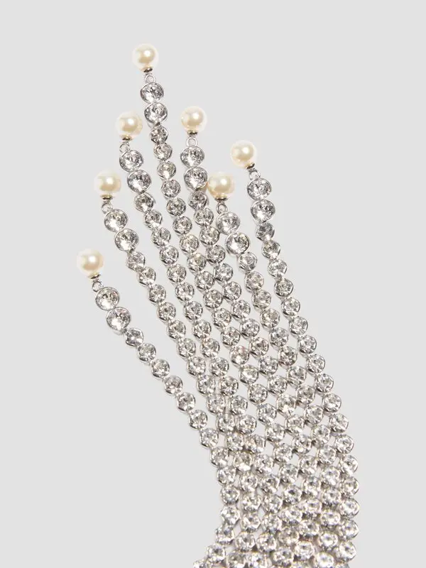 Valentino Garavani Kabarett Necklace In Metal, Crystals And Pearls - Palladium