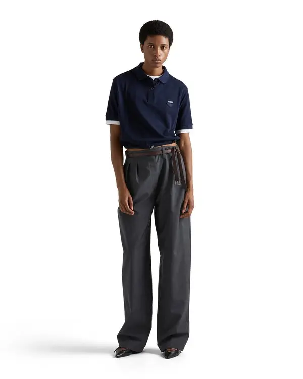 Prada Piqué And Jersey Polo Shirt