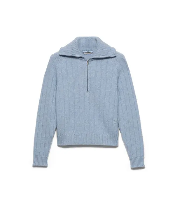 Prada Re-cashmere Polo Sweater - Light Blue