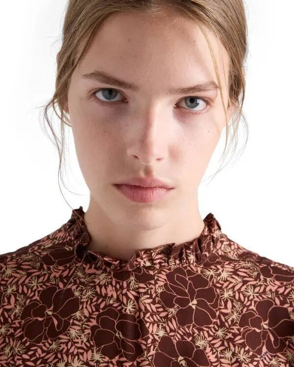 Prada Embroidered Floral Print Sablé Dress
