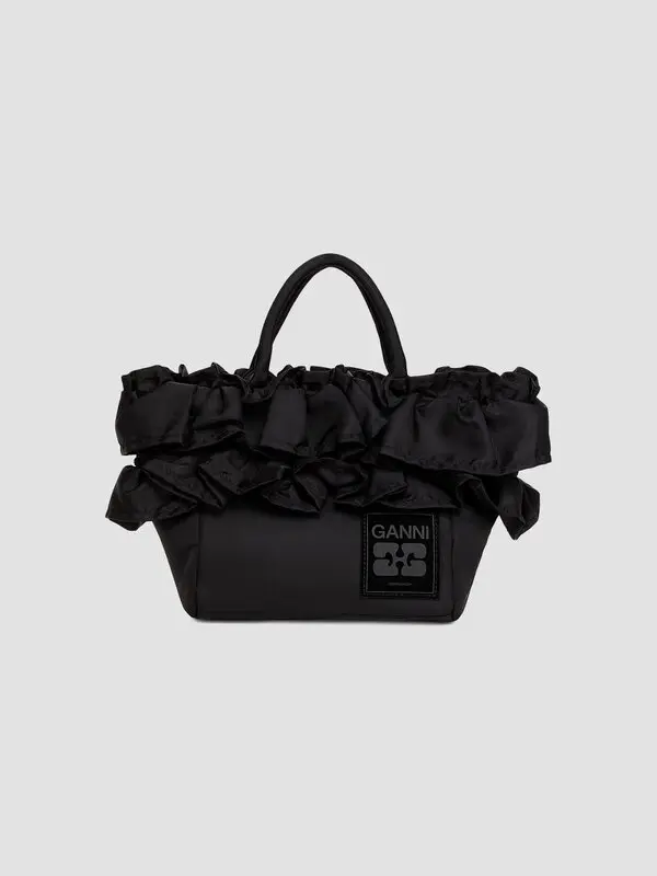 GANNI Mini Ruffle Shopper Tote Bag