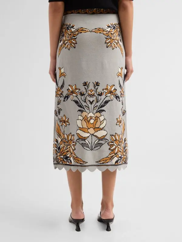Farm Rio Stained Glass Beauty Knit Midi Skirt