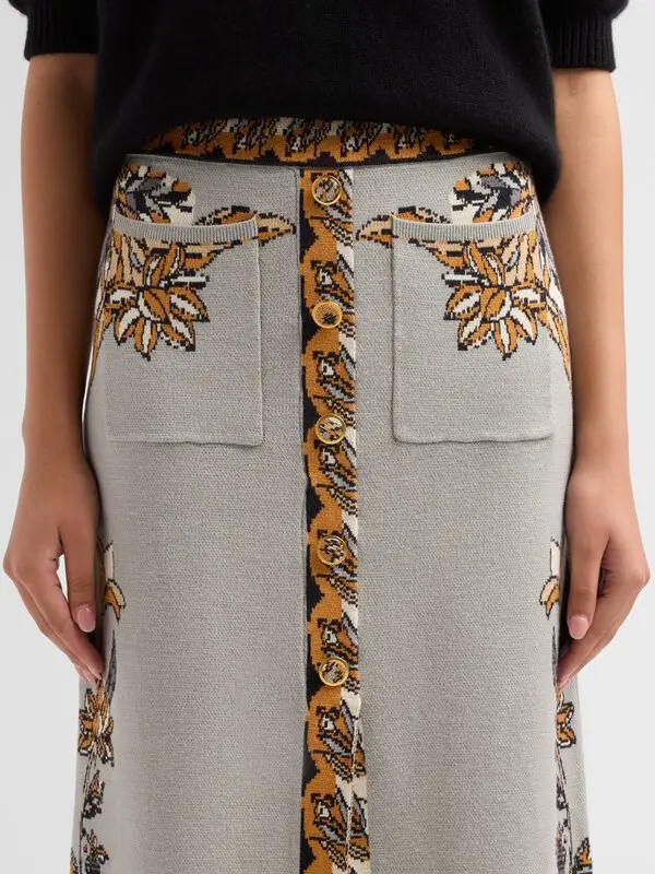 Farm Rio Stained Glass Beauty Knit Midi Skirt