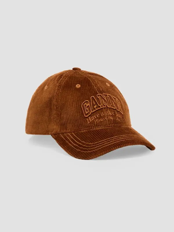 GANNI Corduroy Logo Cap - Tortoise Shell