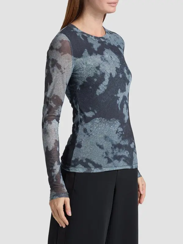 Rag & Bone Yana Printed Mesh Long-sleeve Top