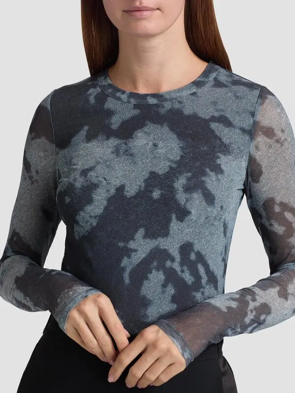 Rag & Bone Yana Printed Mesh Long-sleeve Top